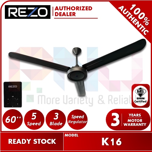 Rezo K16 60'' Inch | 5 Speed | 3 Blade Regulator Ceiling Fan | Shopee ...