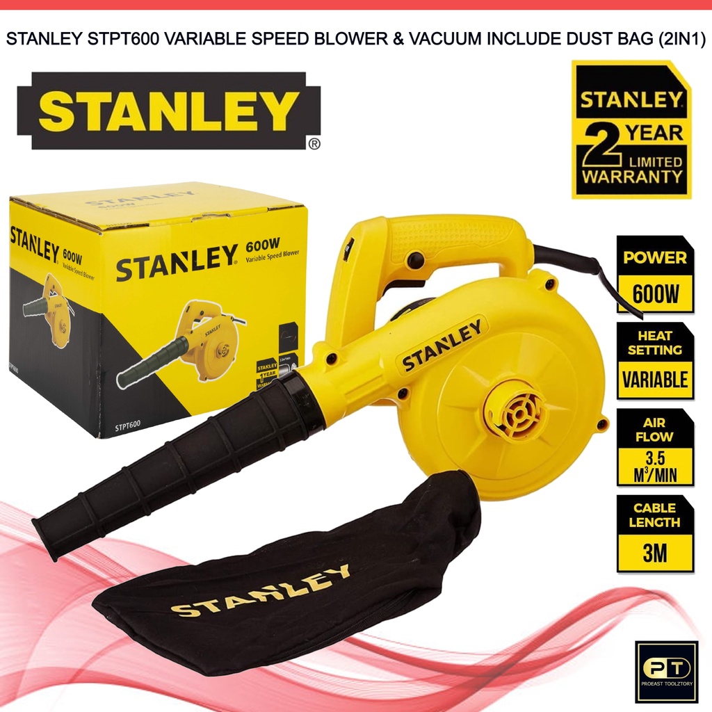 STANLEY STPT600 Variable Speed Blower & Vacuum Include Dust Bag ( 2 In ...