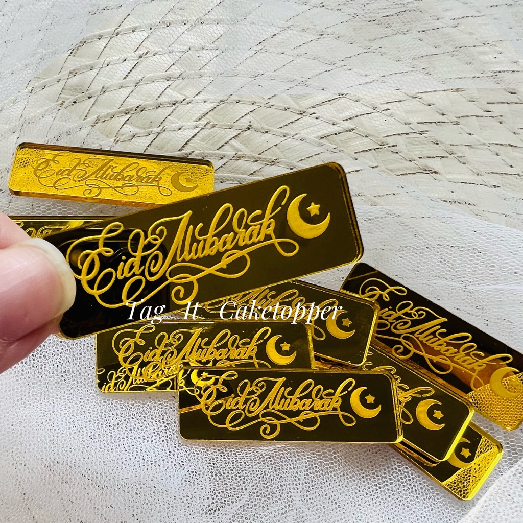 Mini Topper Tag Eid Mubarak Acrylic Hampers Eid Ramadhan Cupcake Topper ...