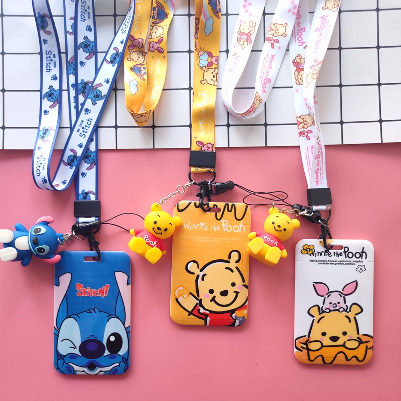 Cartoon Winnie the Pooh Card Lanyard Phone Straps & Keychains Cute ...