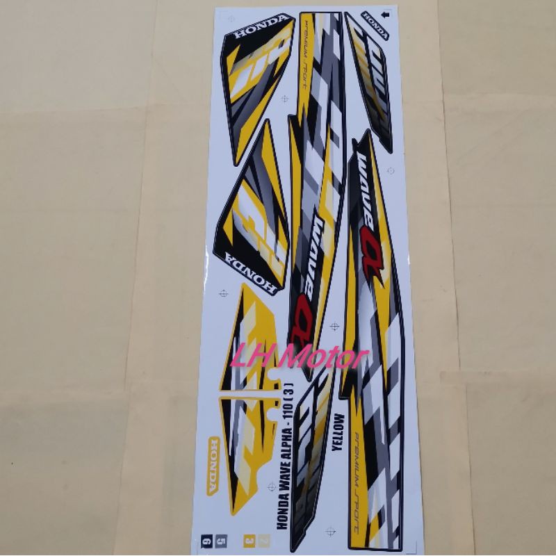 Alpha Stiker sticker body cover set stripe (3) 3 Coverset Strike Yellow ...