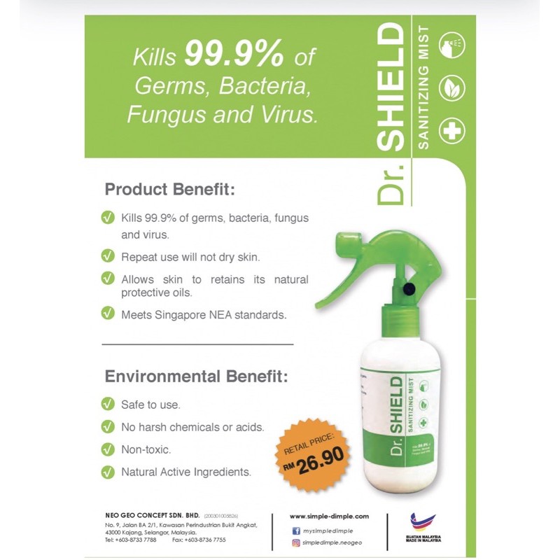 💥READY STOCK💥DR. SHIELD Sanitizing Mist Spray 250ml | Shopee Malaysia