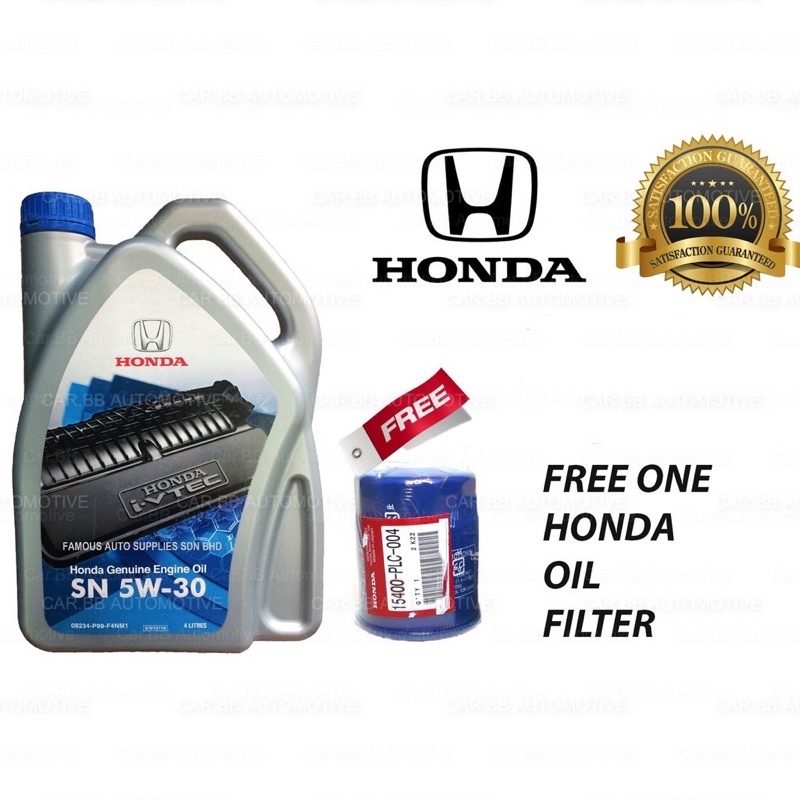 HONDA Genuine Semi Synthetic 5W-30 ENGINE OIL 4L + (FREE) 1PC HONDA OIL ...