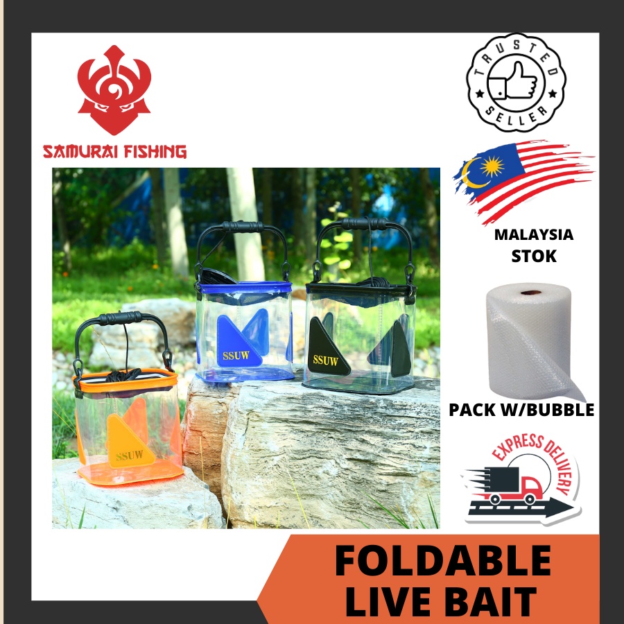 SAMURAI - Transparent Bucket Folding Small Mini Live Fish Bucket Multi ...