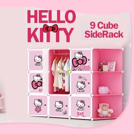 HELLO KITTY 9C DIY Rack Storage Cabinet Wardrobe Corner Rack With ...