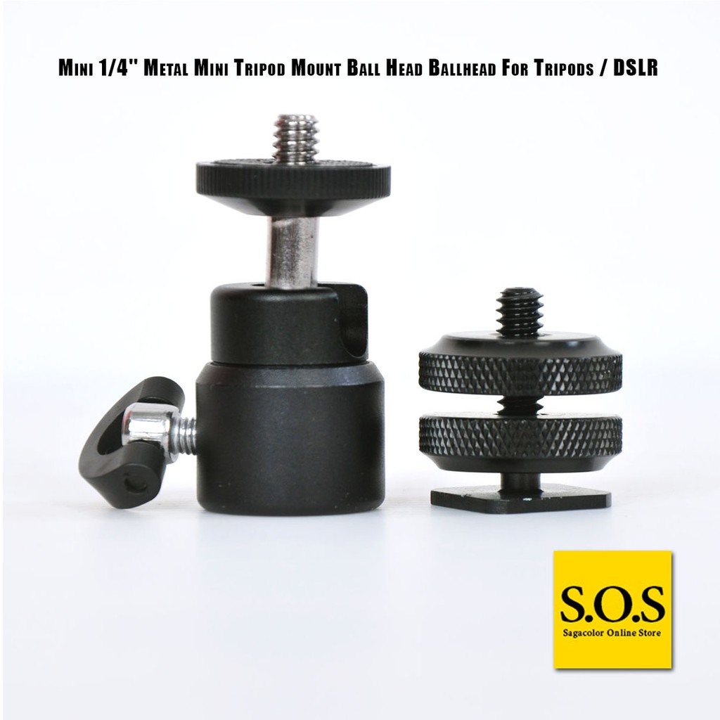 Mini Tripod Ball Head Adapter Ballhead Mount with 1/4" Screw & 1/4 ...