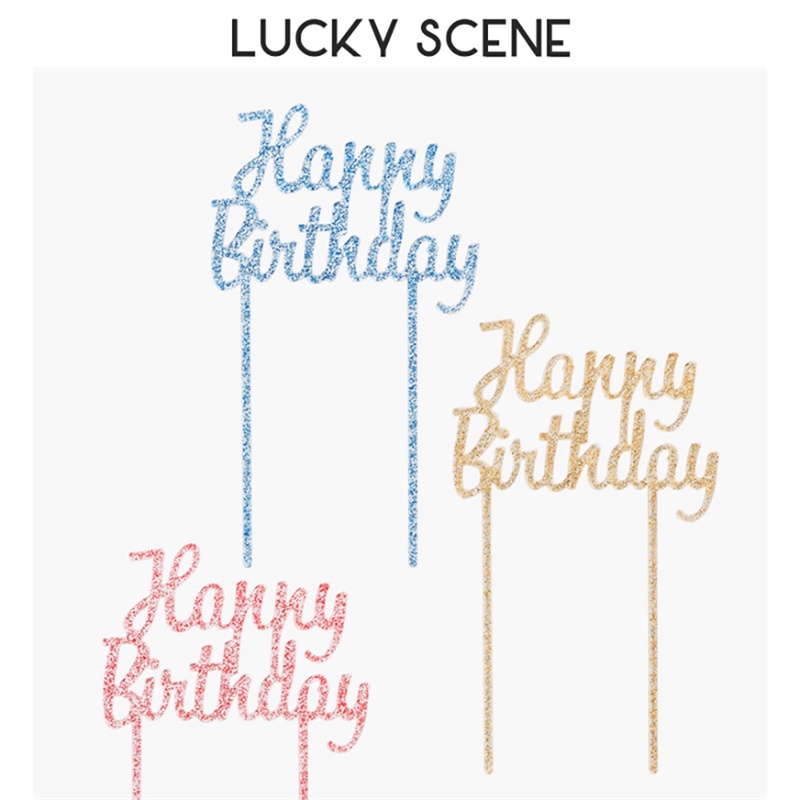 Happy Birthday Cake Inserting Card Acrylic English Letters Cake Topper ...