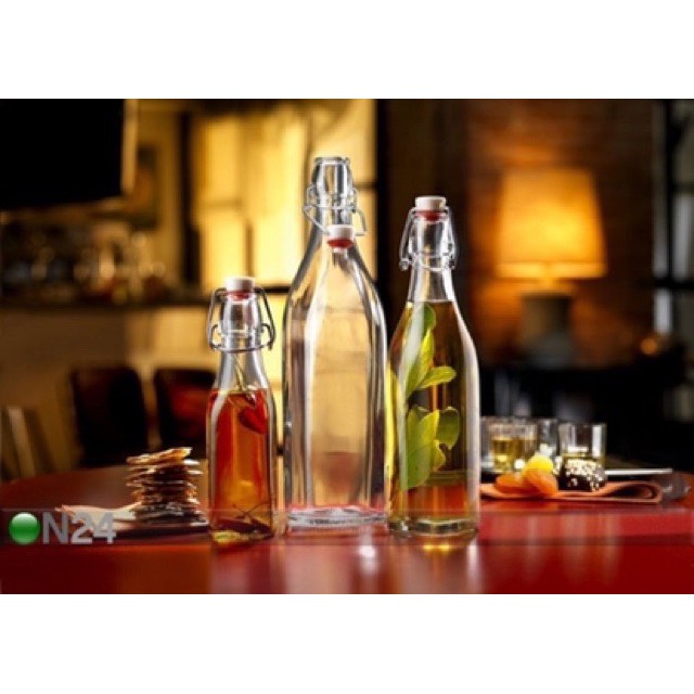 Bormioli Rocco square lid glass bottle with Honey, drink...125ml ...