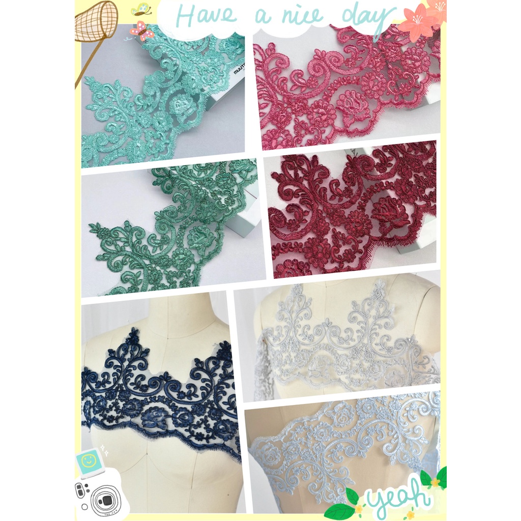 1 Meter Price wide 20cm Lace Accessories Fabric Off White Cord Laces ...