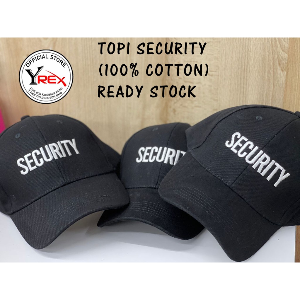 Topi Wording SECURITY (Sulam Putih)-Kain tebal 100% Cotton | Shopee ...
