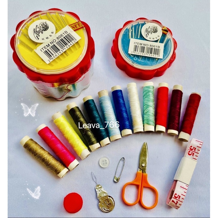 🔥Assorted Compact Needles with 12 Colours Thread (Benang Jahit dengan ...