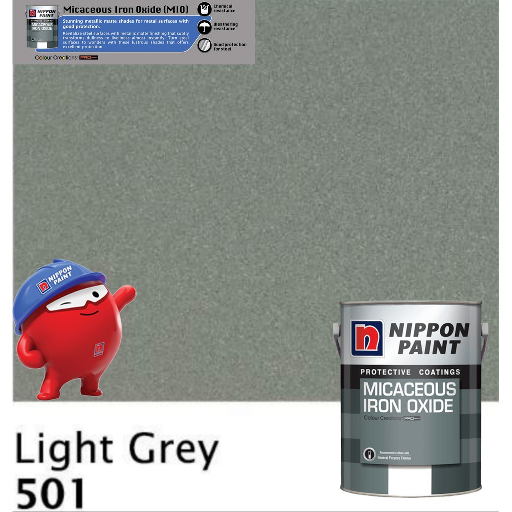 SINAR NIPPON 5 LITER 501 LIGHT GREY MATT METAL PAINT Micaceous Iron ...
