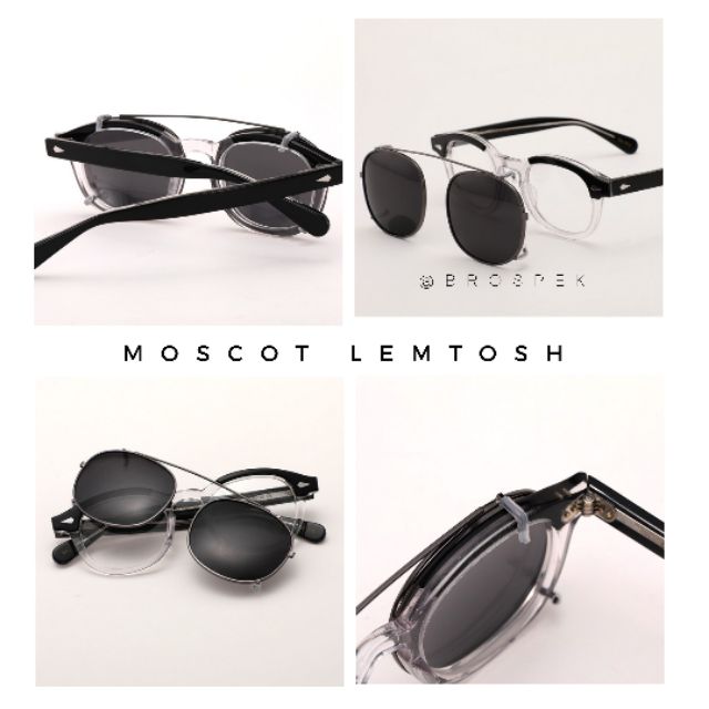 Moscot lemtosh Crystal black + Cliptosh | Shopee Malaysia