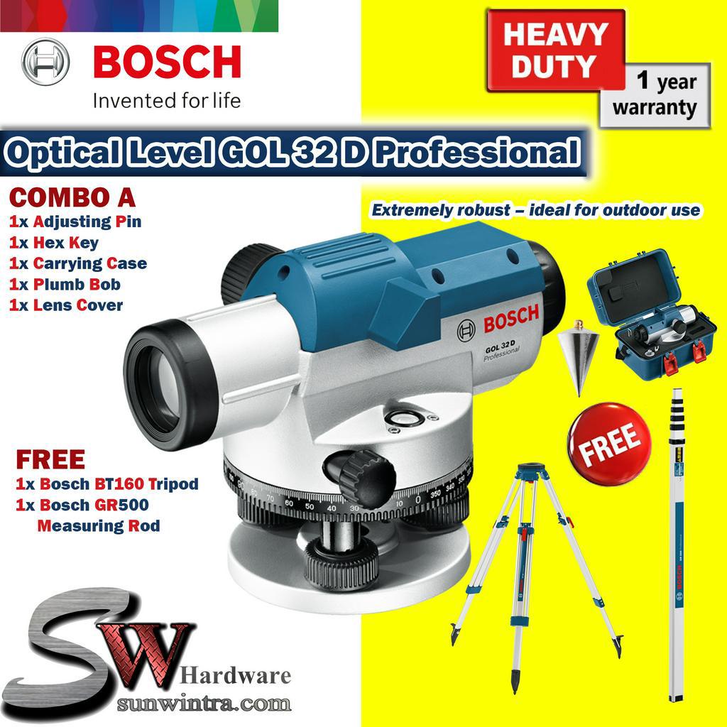Bosch Optical Level GOL32D Professional F.O.C TRIPOD & MEASURING ROD ...