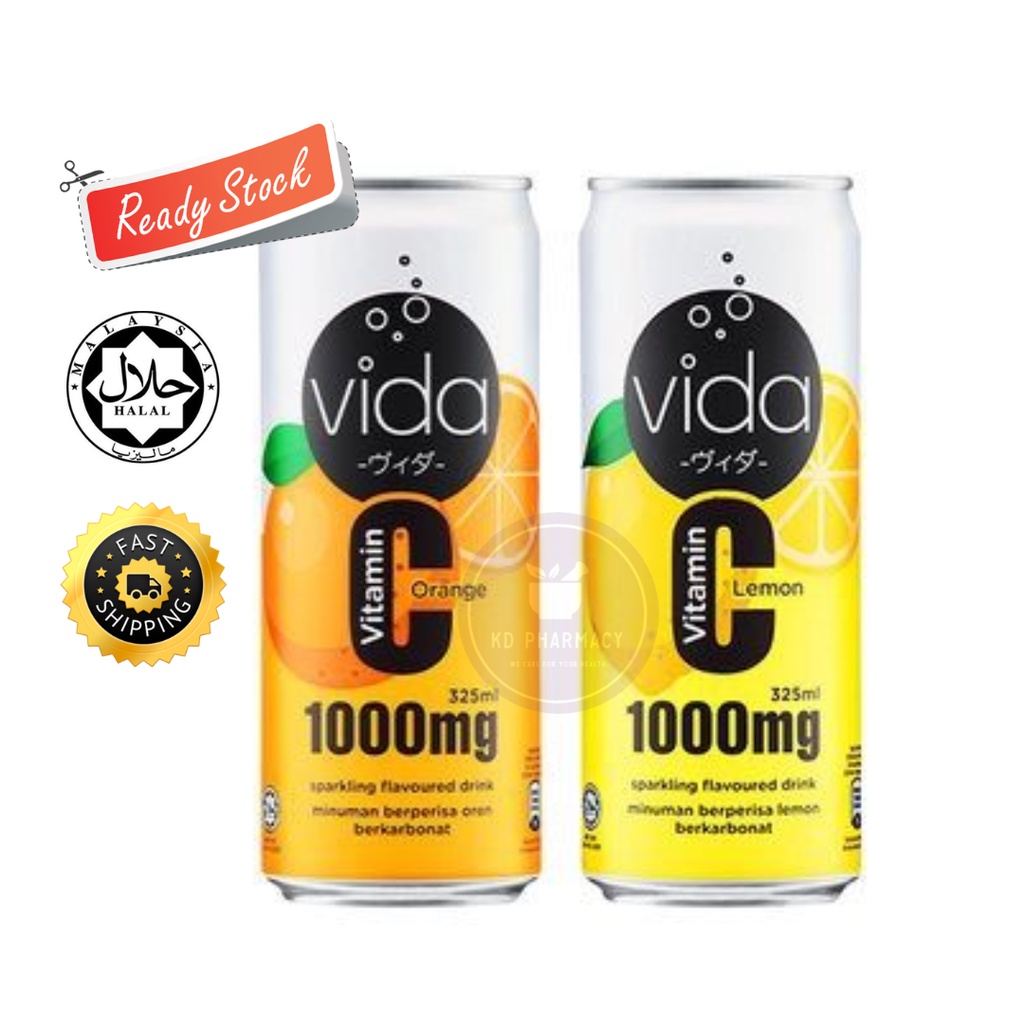 Vida Vitamin C 1000mg Sparkling Drink 325ml / Vida lemon, Orange ...