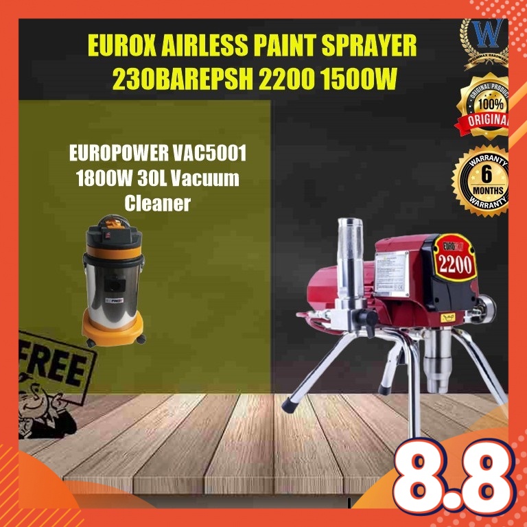 EUROX Airless Paint Sprayer 230Bar EPSH-2200 (1500W) | Shopee Malaysia