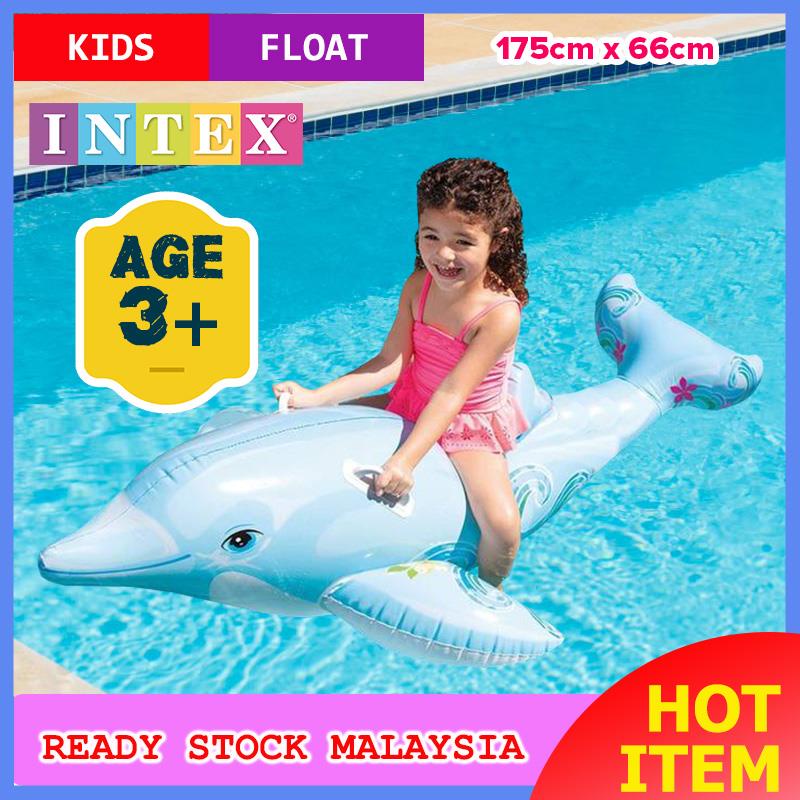 INTEX 58535 (NP23) Lil’ Dolphin Aqua Ride-On Inflatable Toys Children ...