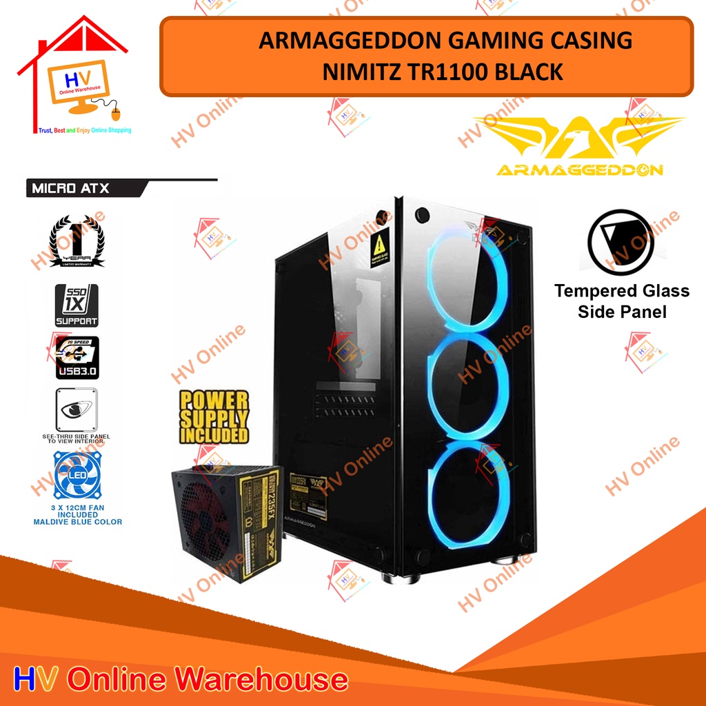 Armaggeddon Gaming Case Nimitz TR1100 PC Gaming Case - Black | Shopee ...