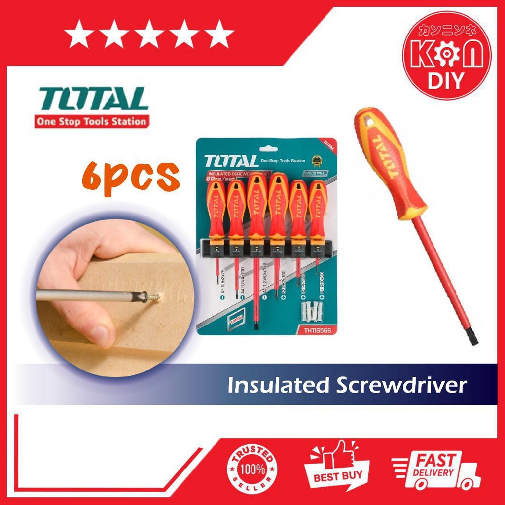 KNN-DIY TOTAL THTIS566 6pcs Insulated Screwdriver Set 1000V VDE ...