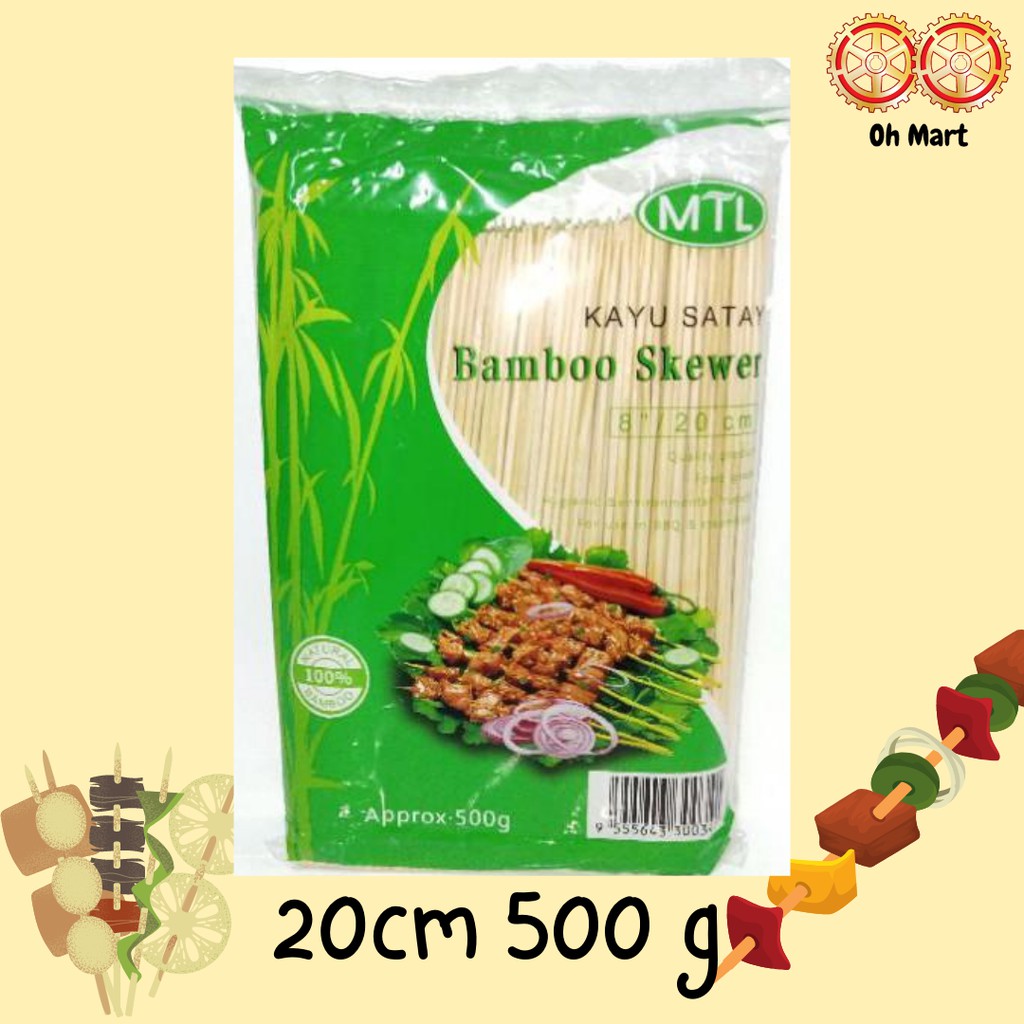 MTL Lidi Satay/ Bamboo Skewer 20cm Long -500g | Shopee Malaysia