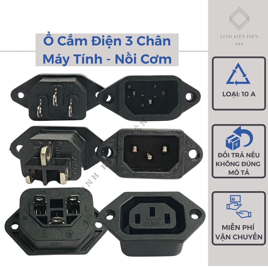 3-prong Power Socket 3-Pin Flat Socket 3-Prong Computer Rice Cooker ...