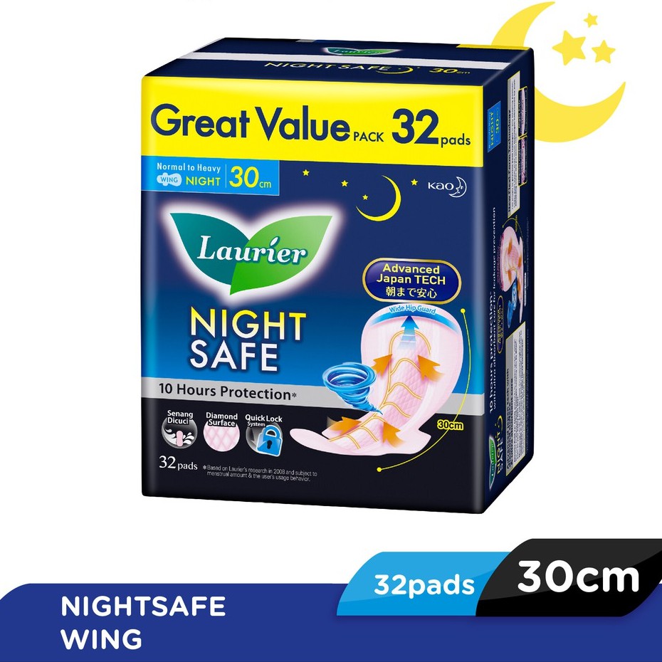 Laurier Night Safe Wing Value Pack (30cm 32s /35cm 16s) | Shopee Malaysia