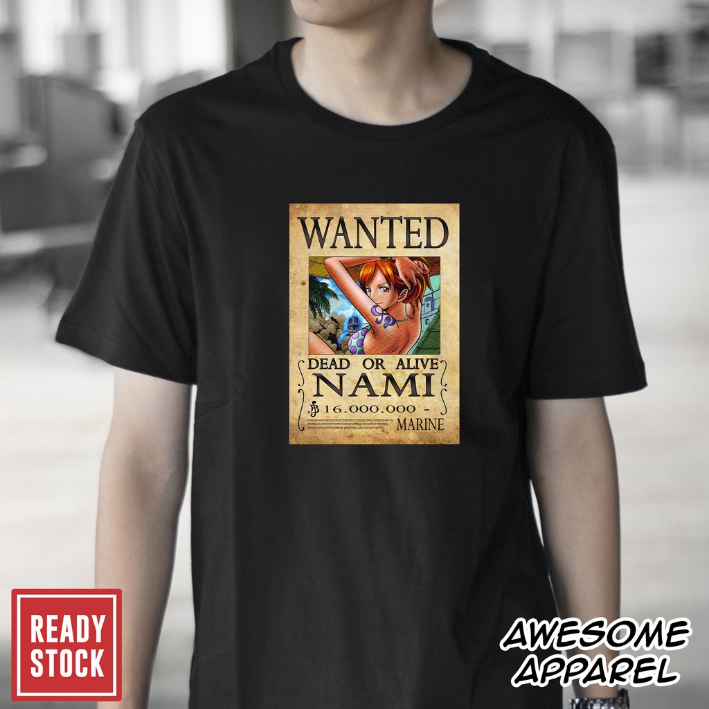 Nami Wanted Poster One Piece Anime Design 100% Cotton Unisex T-Shirt ...