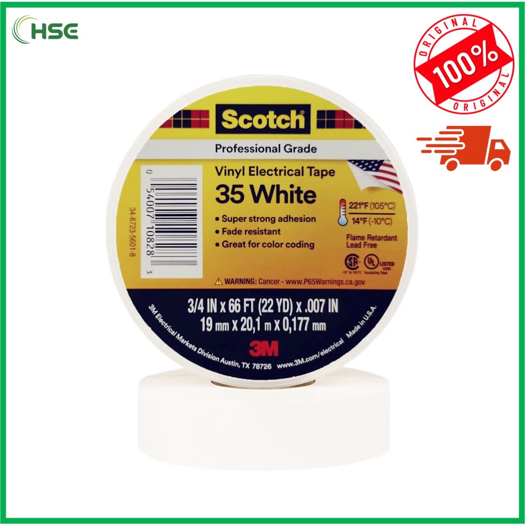 3M Scotch 35 Vinyl White Electrical Tape (19MM x 20M) - HSE RETAIL ...