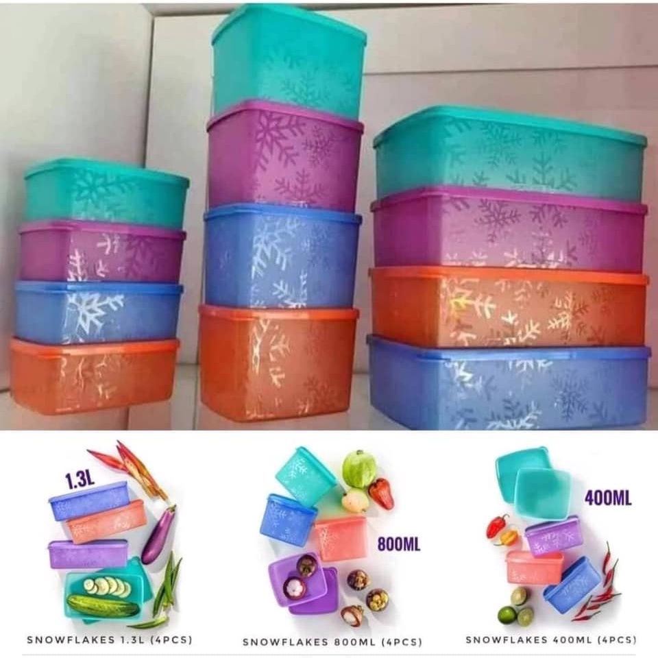 Tupperware Snowflake Square Round 400ml / 800ml / 1.3L | Shopee Malaysia