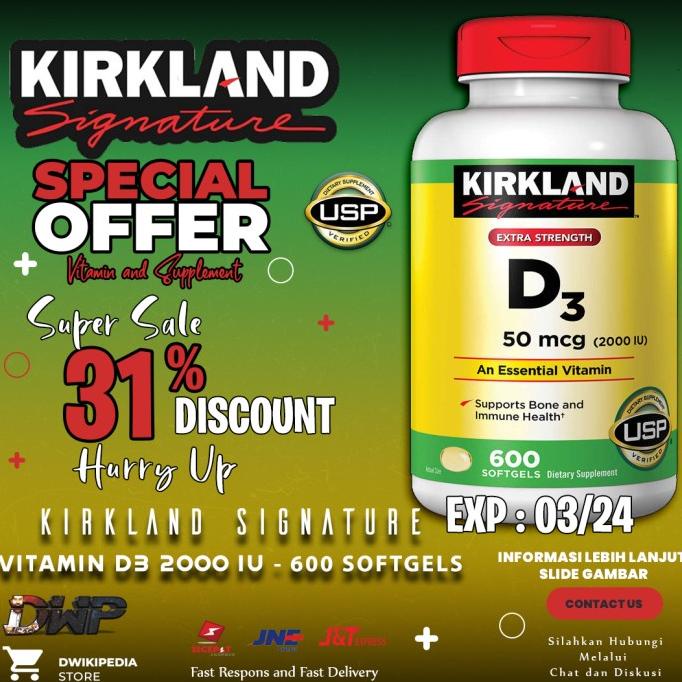 Brg New Kirkland Signature Vitamin D3 2000 IU - 600 Softgels | Shopee Malaysia