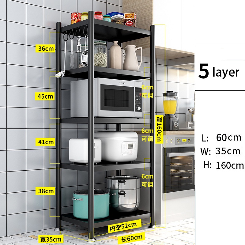 Stainless Steel Kitchen Storage Rack Multi-layer Shelf Microwave Rack ...