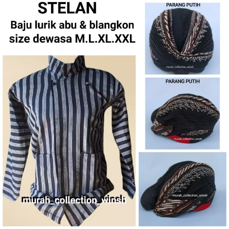 Men's Javanese lurik shirt + jogja blangkon / Javanese traditional ...