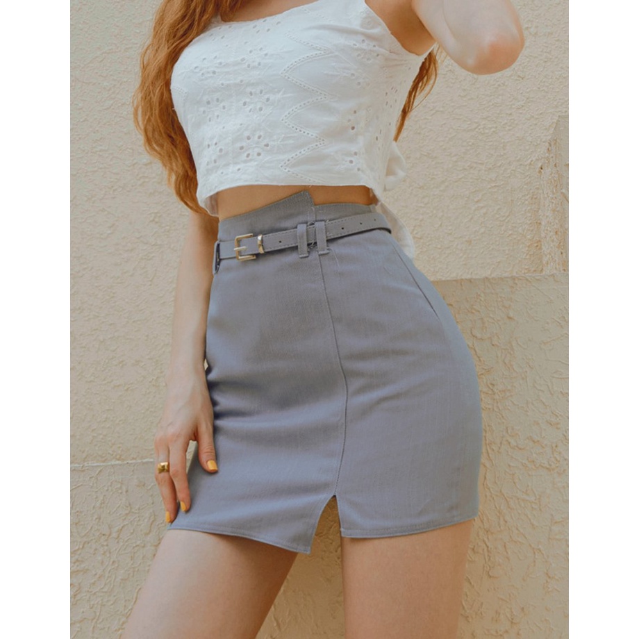 AIR SPACE High Waist Small Slit Skort (With Belt) | Shopee Malaysia