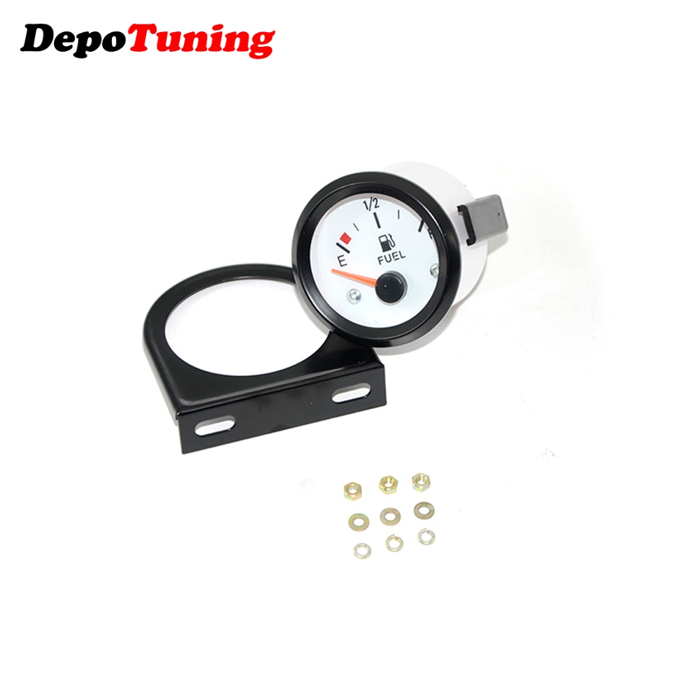 Depotuning 2" 52mm Fuel Level Gauge Car Meter 12V White Face White Led ...