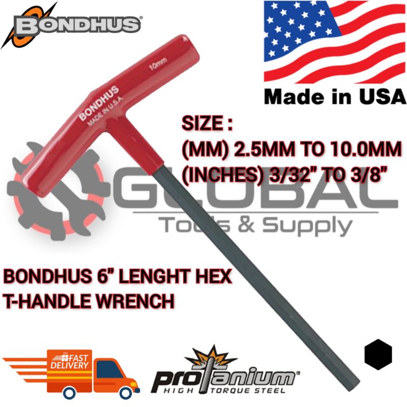 🇲🇾 READY STOCK 🇲🇾 BONDHUS 6" LENGHT LONG HEX T-HANDLE WRENCH / ALLEN ...