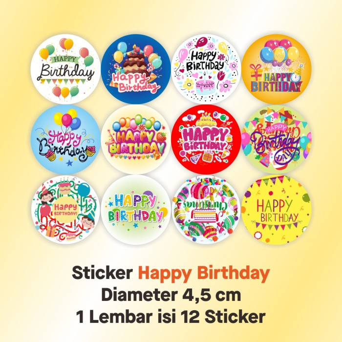 Happy Birthday Label Sticker Happy Birthday Sticker Diameter 4,5 cm (1 ...