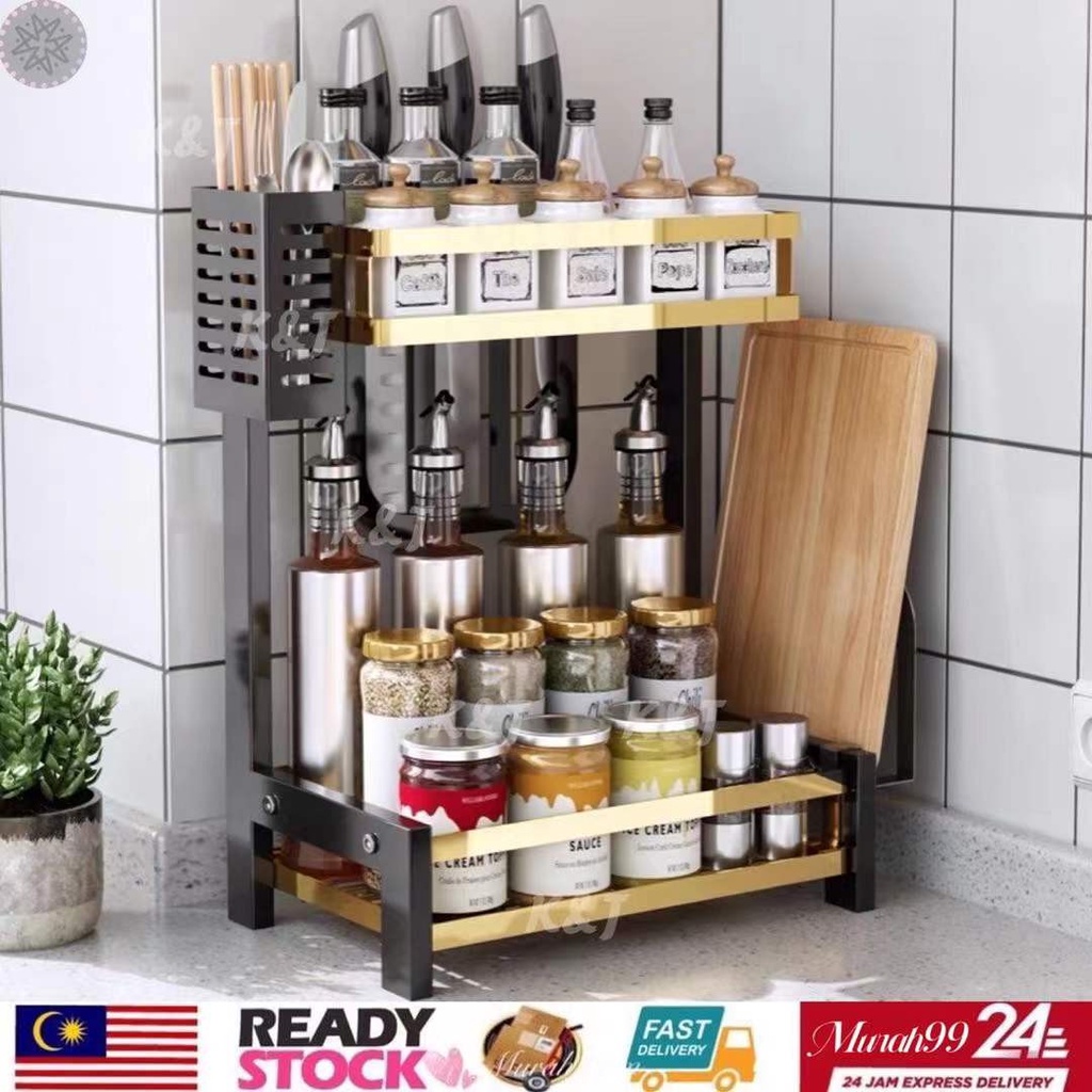 MURAH Rak Dapur Stainless Steel Rak Rempah Rak Dapur Serbaguna Rak ...