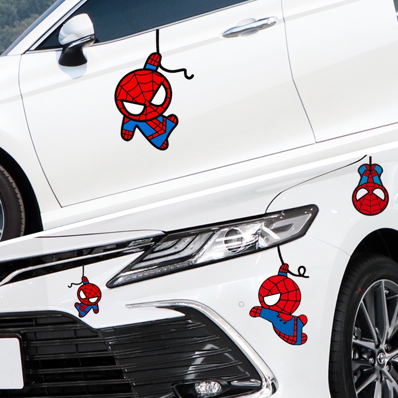 Spiderman Car Sticker Reflective Helmet Decorative Stickers Cartoon ...