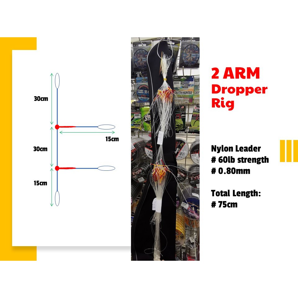 Nylon Leader Dropper Rig (1, 2, 3, 4, 5 arm) Perambut Jenahak Kerapu ...