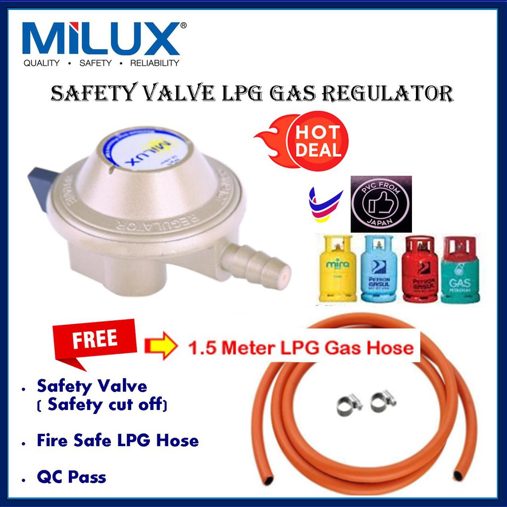 Milux LPG Gas Regulator With Safety Valve L.P.G Gas Regulator Emergency ...