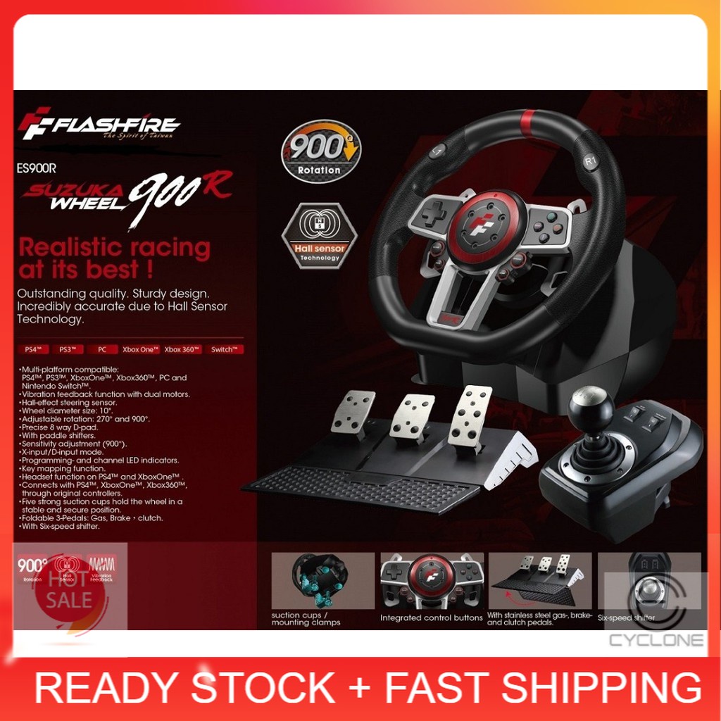 FLASHFIRE SUZUKA 900R / F111 WHEEL WITH SHIFTER Compatible with PC, PS3 ...