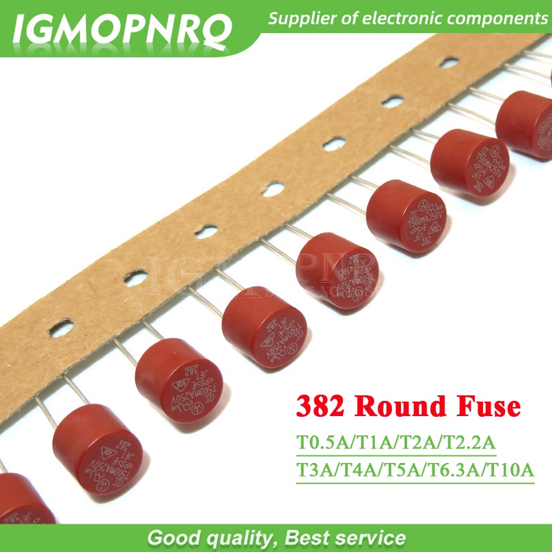 10PCS Cylindrical Fuses T0.5A 500mA 1A 1.6A 2A 2.5A 3.15A 4A 5A 6.3A 250V Slow Fuse 382 LCD TV ...