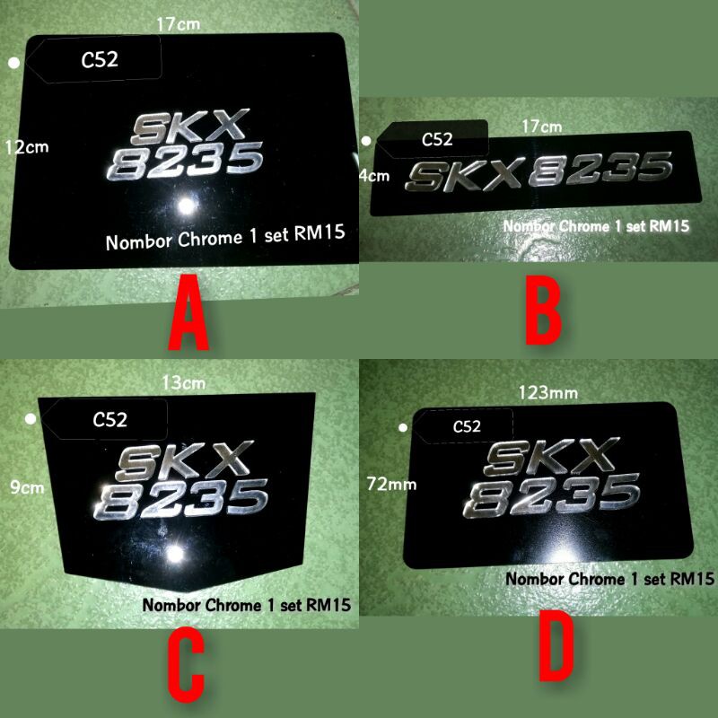 *Nombor Plate Motor Kecil* - Nombor Chrome (Tinggi 1.5cm) + Papan Kilat ...