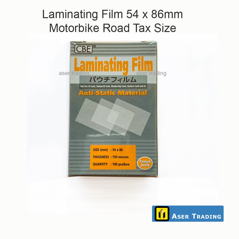 CBE ROAD TAX LAMINATING FILM 54mm X 86mm (150 micron) | Shopee Malaysia