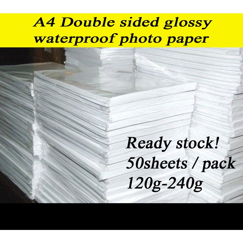 A4 Double sided glossy (Licin) waterproof photo paper 120-240gsm. 1pack ...