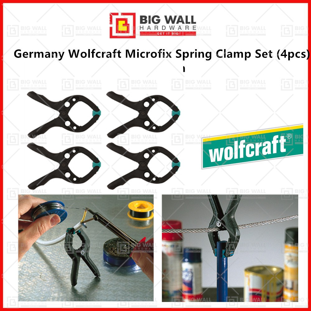 Germany Wolfcraft 3432000 Microfix Spring Clamp Set (4pcs) Jaw 30mm Big ...
