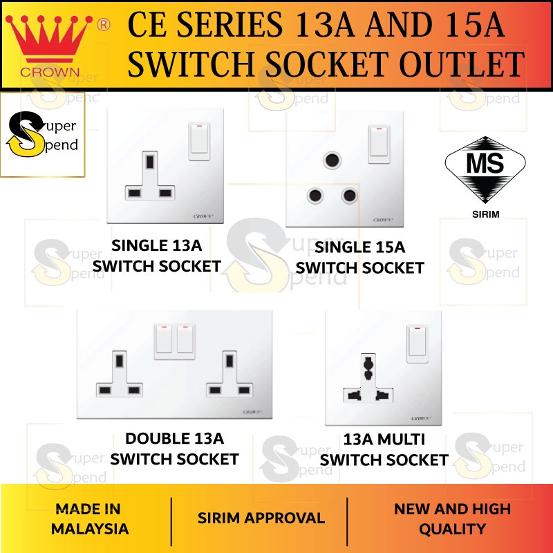 [CE SERIES ] CROWN 13A /15A SWITCH SOCKET OUTLET AND BELL PUSH SWITCH ...
