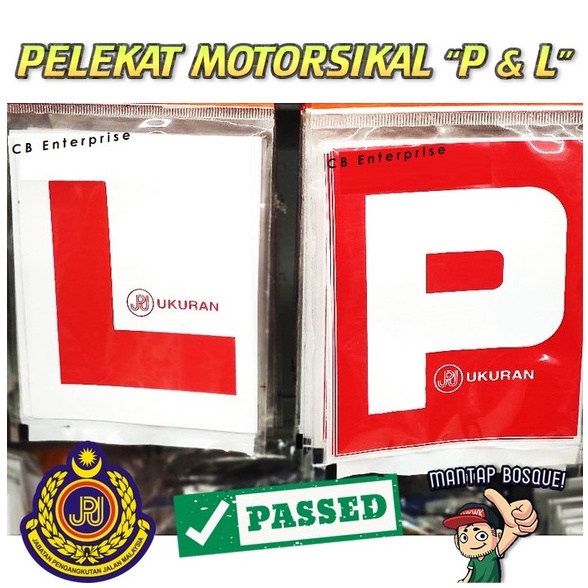 [CBe]🇲🇾JPJ Passed🔥1set | 2pcs Pelekat "P/L" Motosikal🔥Ukuran JPJ ...
