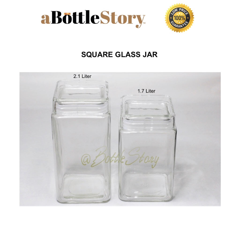SQUARE GLASS JAR | Storage Container | Terrarium Jar | Bekas Rempah ...