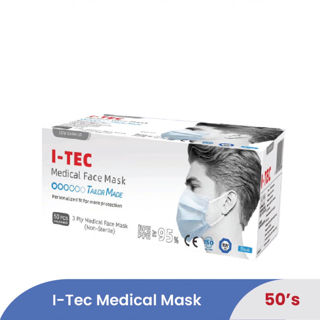 I-Tec 3ply Medical Adult Face Mask - 50pcs (Made In Singapore) | Shopee ...
